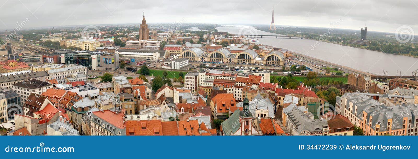 Panorama Riga Center with Daugava River Editorial Stock Image - Image ...