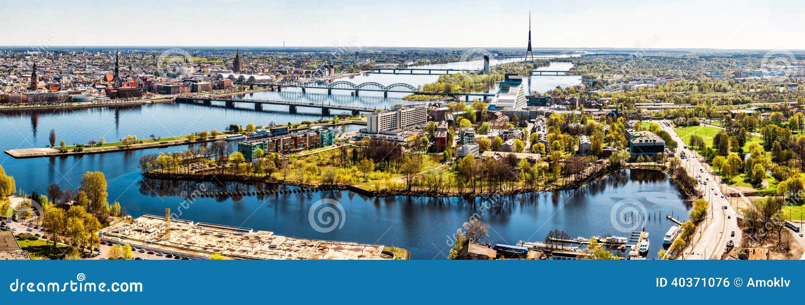 Panorama of Riga city stock photo. Image of latvian, landscape - 40371076