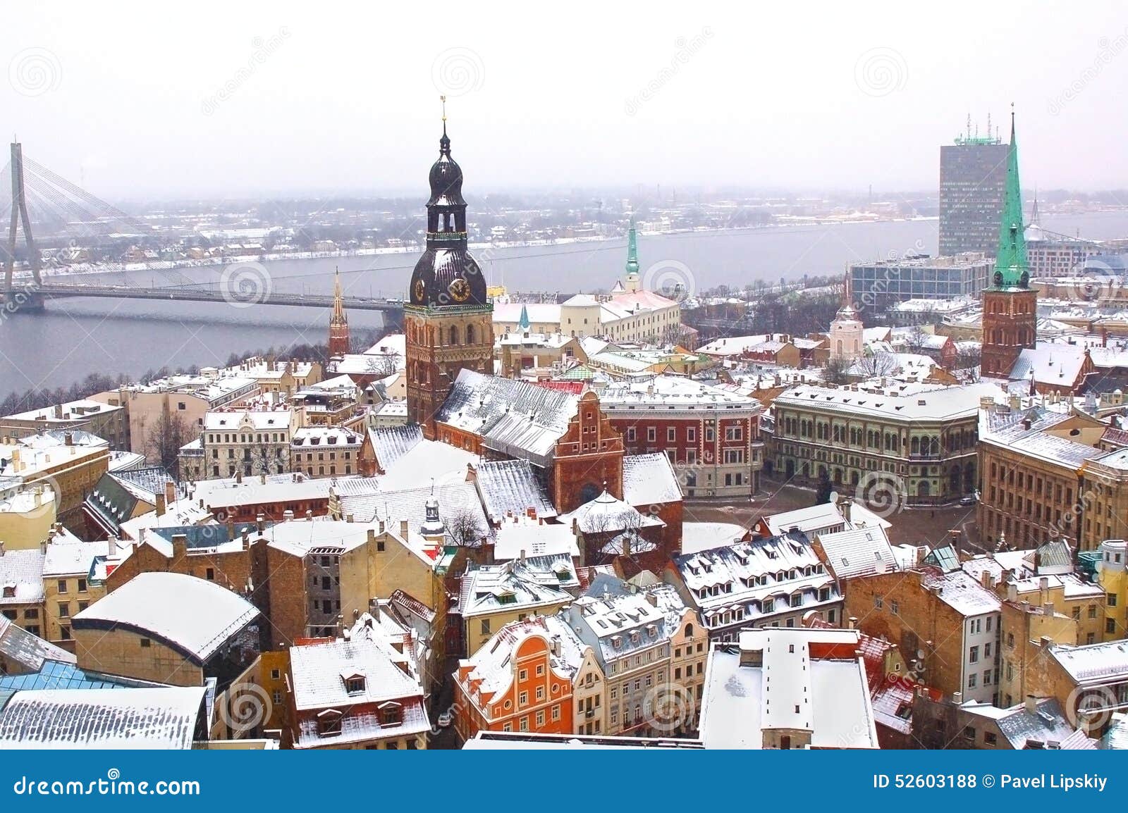 Panorama of Riga downtown stock photo. Image of cityscape - 52603188