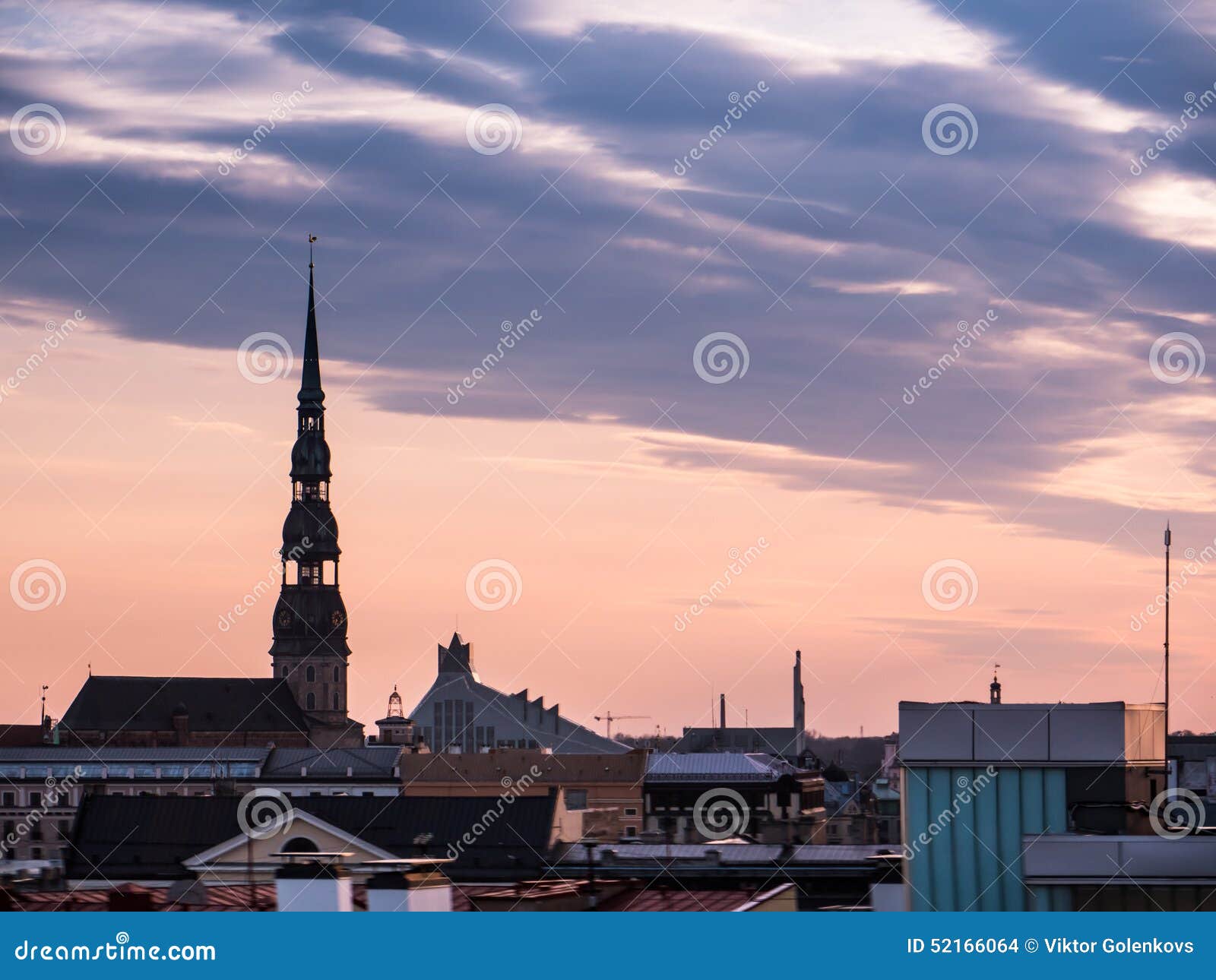 Panorama of Riga from One the Buildings Stock Photo - Image of city ...