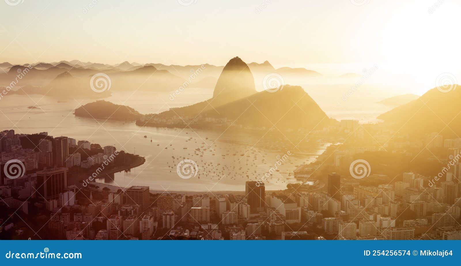 Panorama of Rio De Janeiro at Sunrise, Brazil Stock Photo - Image of ...
