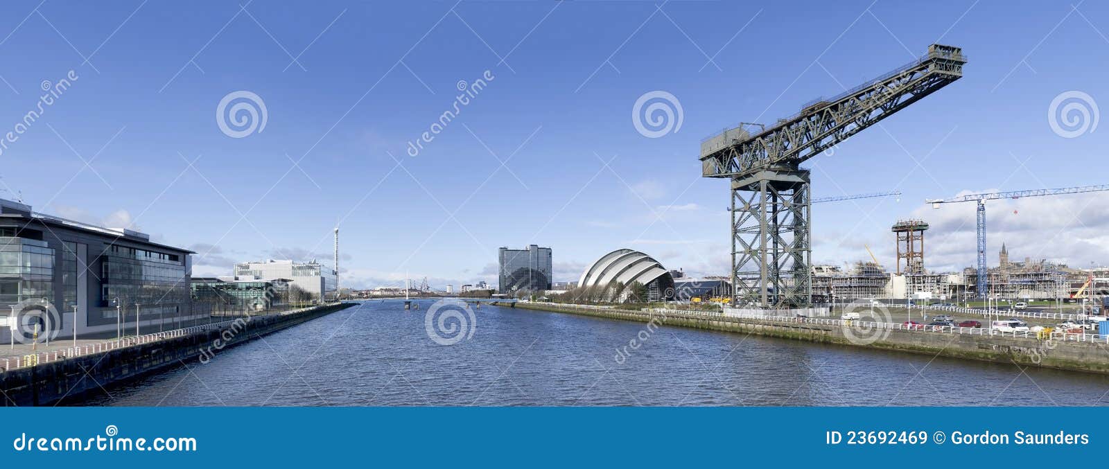 Panorama of River Clyde in Glasgow Stock Image - Image of office ...