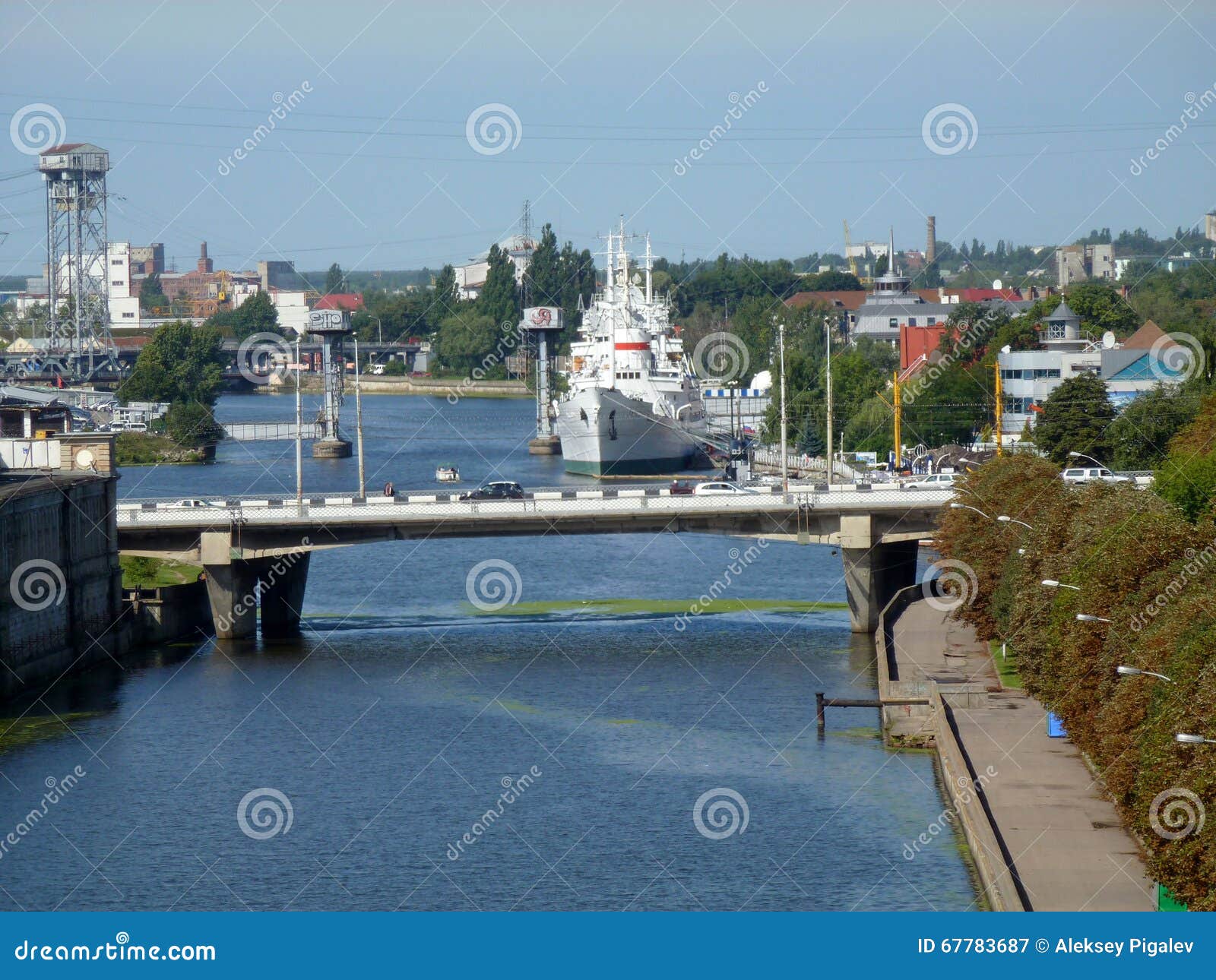 Panorama of the River Pregel in Kaliningrad Stock Image - Image of ...