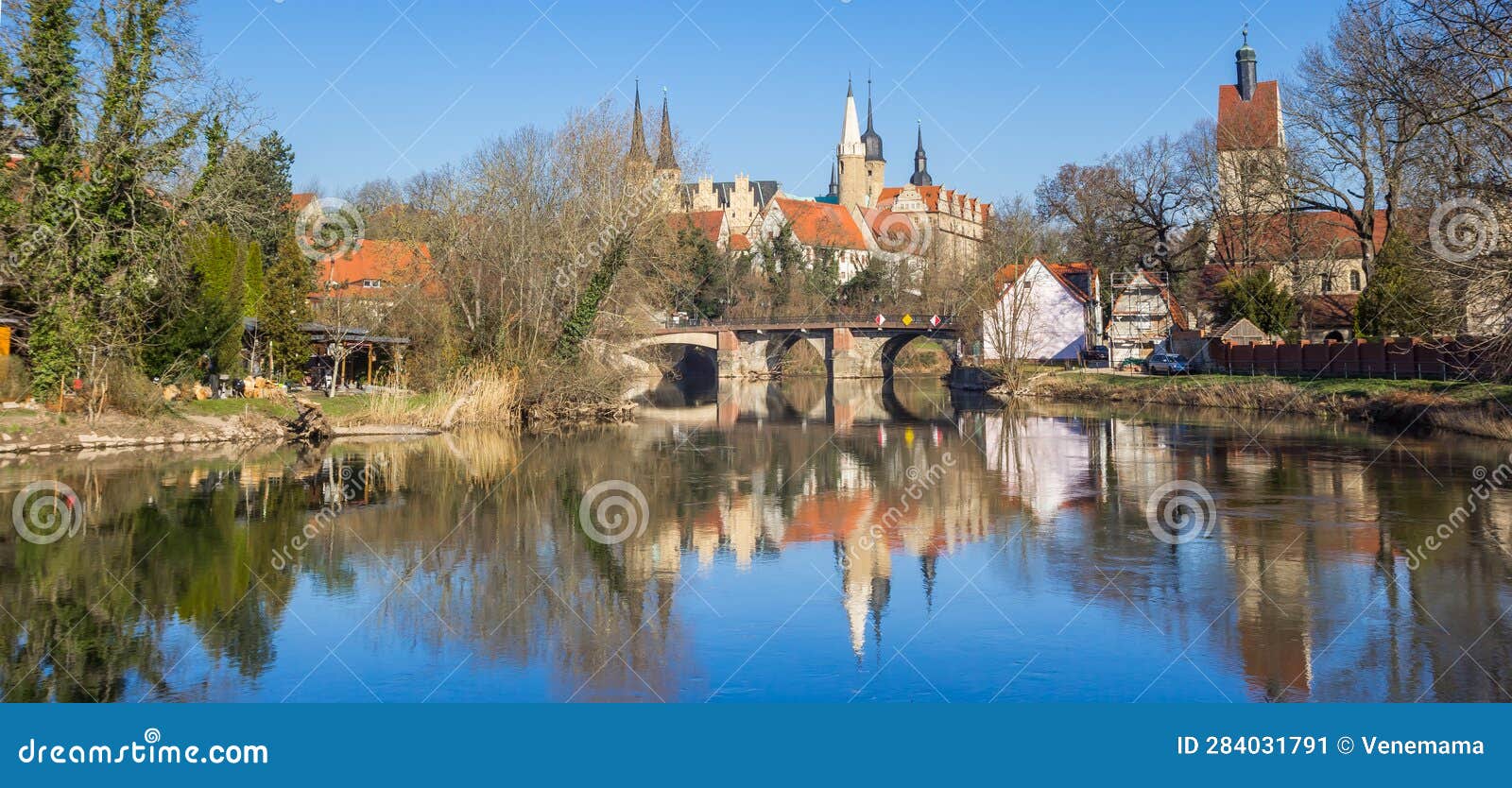 Panorama of the River Saale and the Castle in Merseburg Stock Image ...