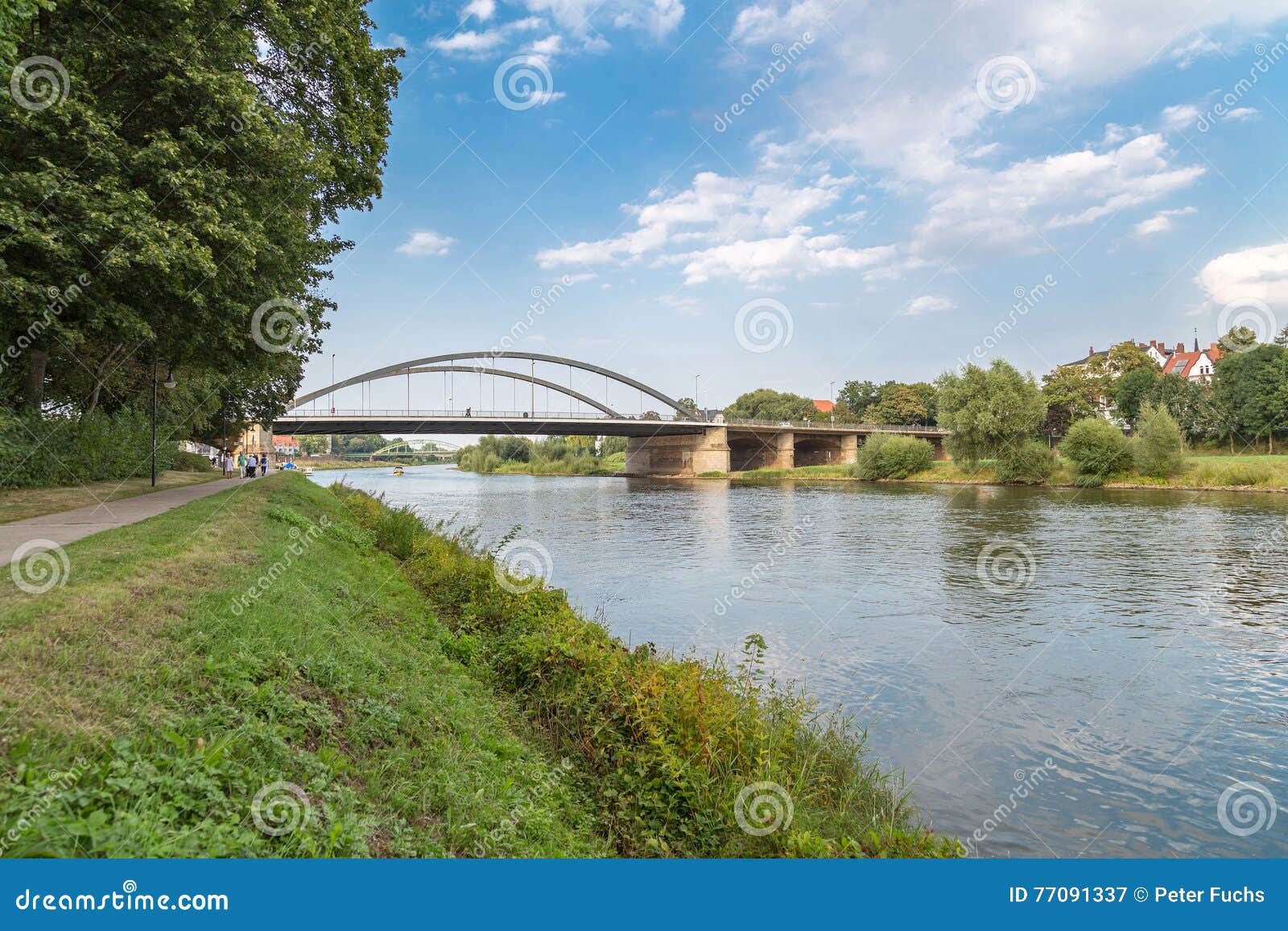 Panorama of the River Weser Stock Image - Image of nature, bridge: 77091337