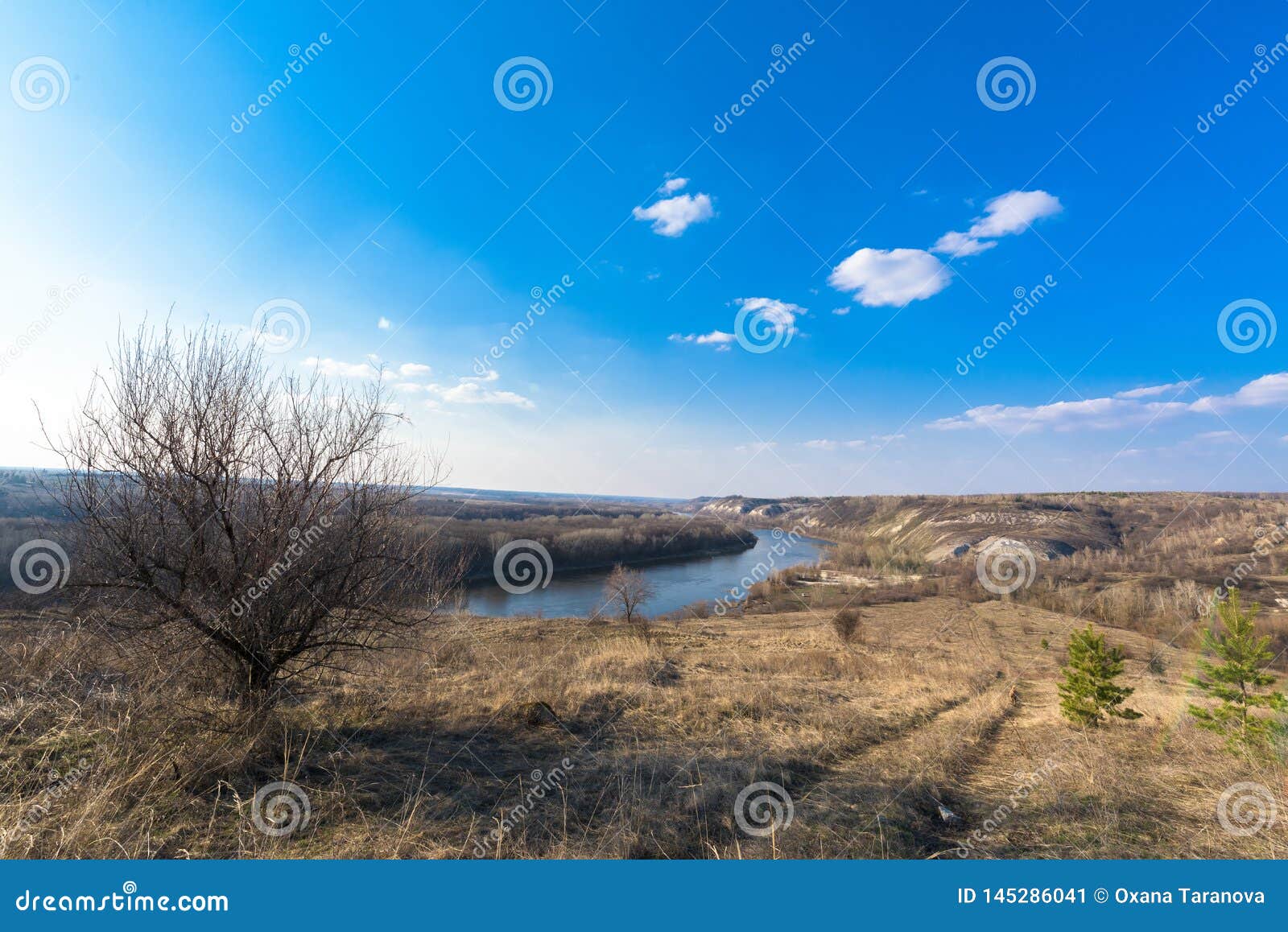 Panorama of the River. Wide Channel, Blue Sky Stock Image - Image of ...