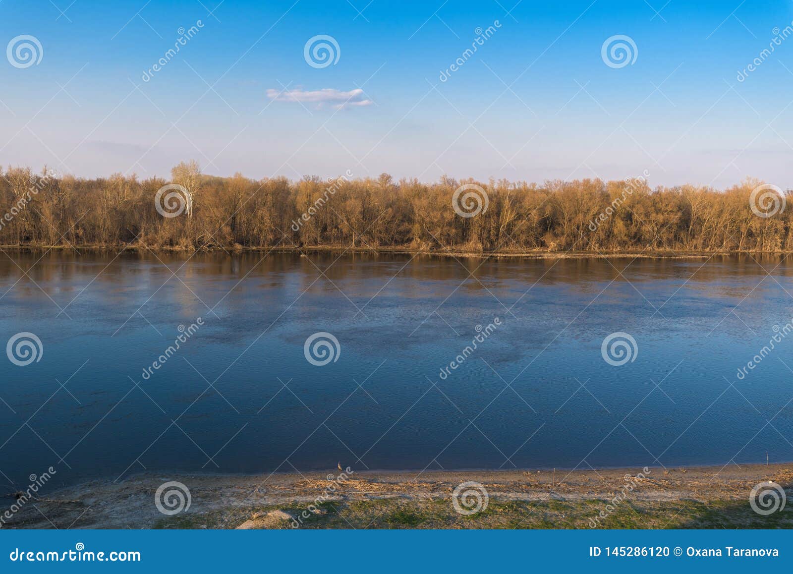 Panorama of the River. Wide Channel, Blue Sky Stock Photo - Image of ...