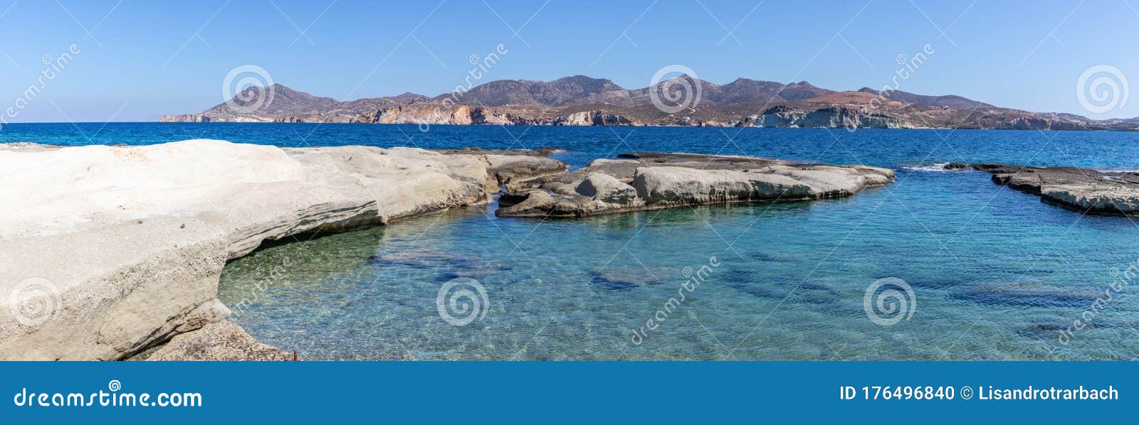 Panorama with Rocks and Cliffs in Pollonia Beach Stock Photo - Image of ...