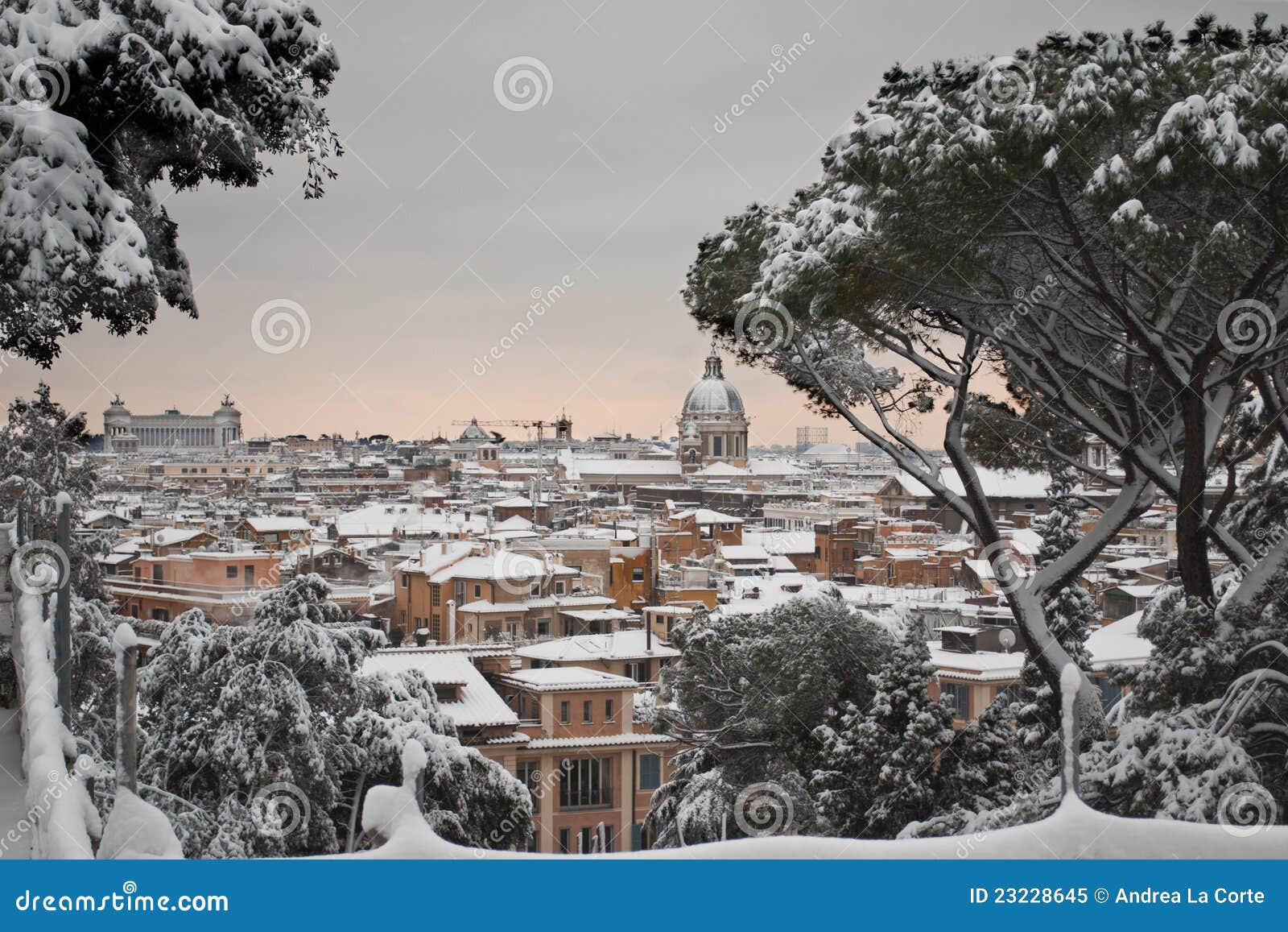Panorama of Rome Under Snow Editorial Image - Image of cold, snow: 23228645
