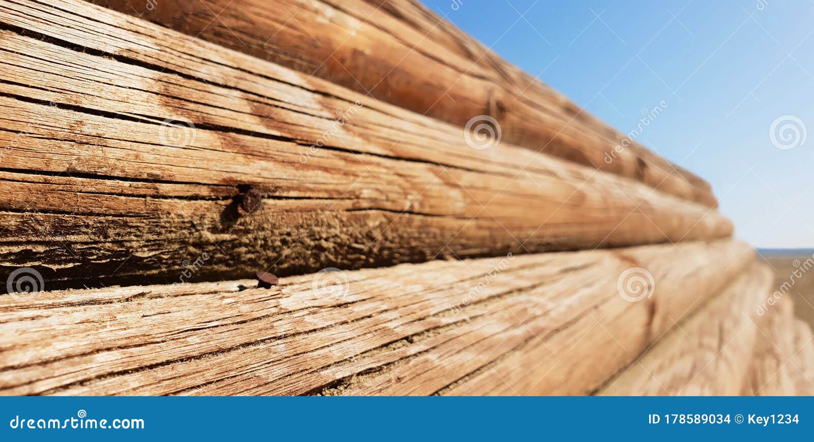 Panorama of round logs. stock photo. Image of outside - 178589034