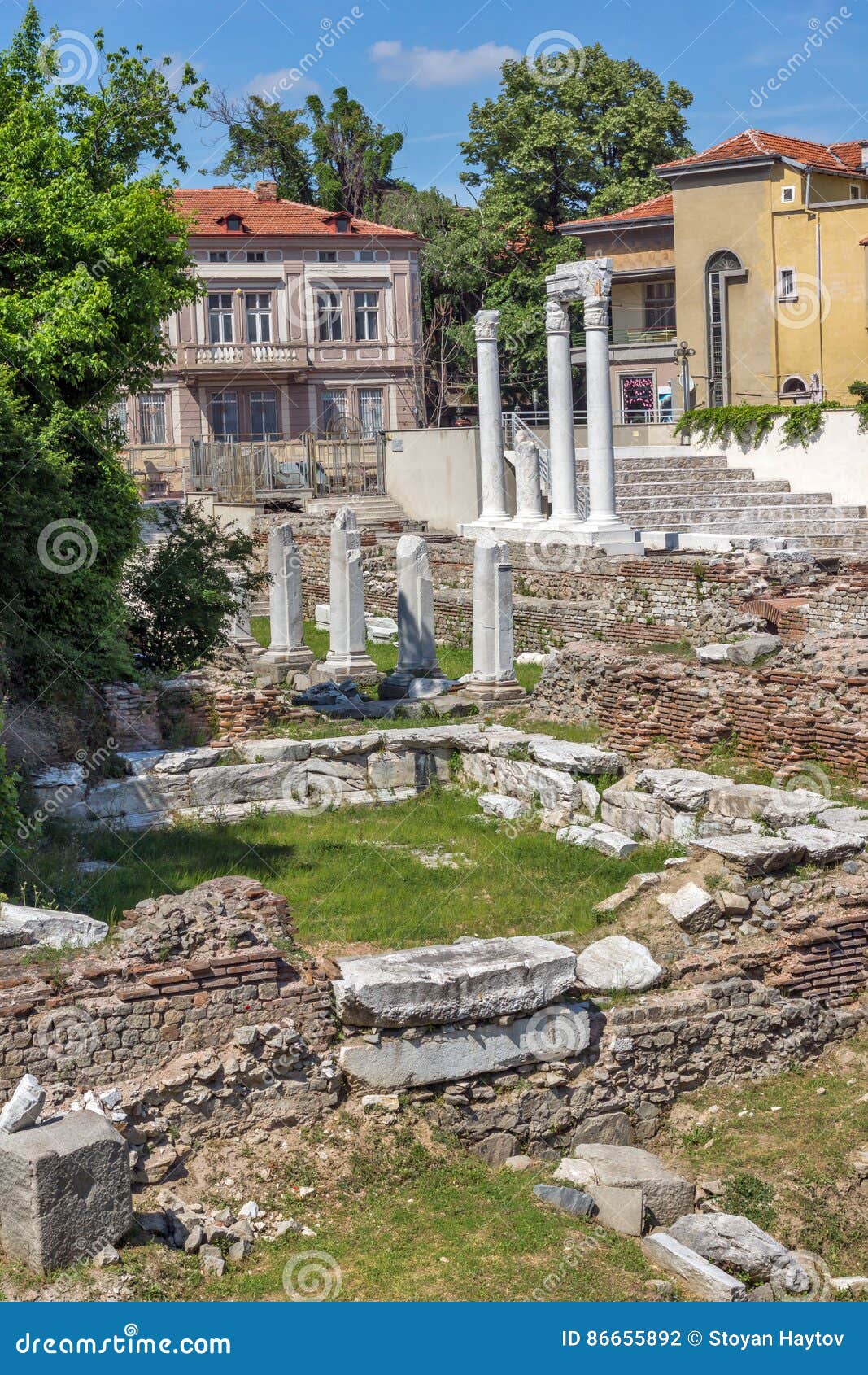 Panorama of Ruins of Roman Odeon in City of Plovdiv Stock Photo - Image ...