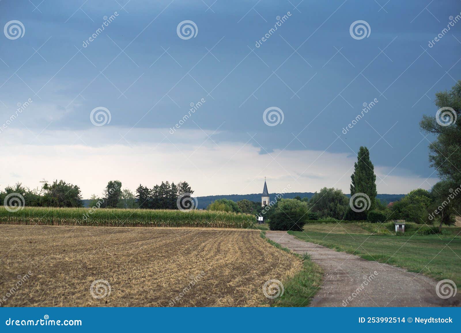 Rural Landscape by Stormy Day Stock Photo - Image of countryside, field ...