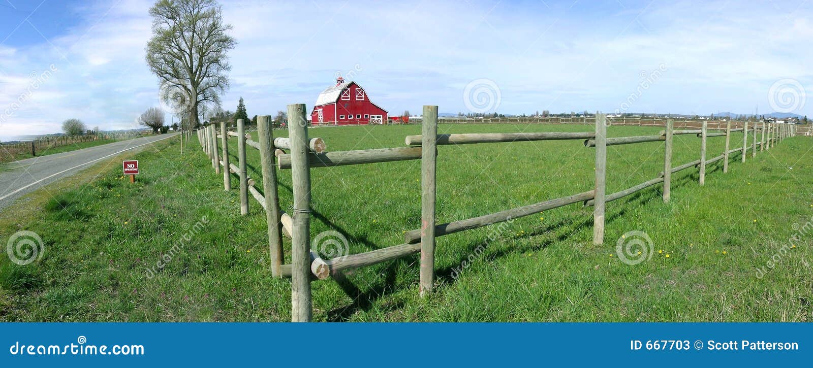 Panorama Rustic Barn and Fence Stock Image - Image of building ...