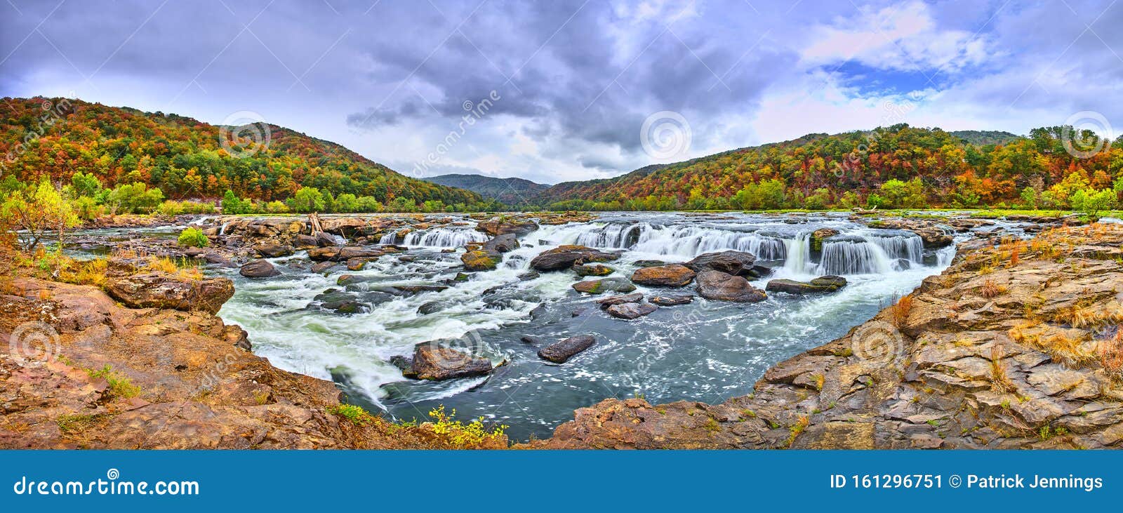 Panorama of Sandstone Falls in West Virginia with Fall Colors Stock ...