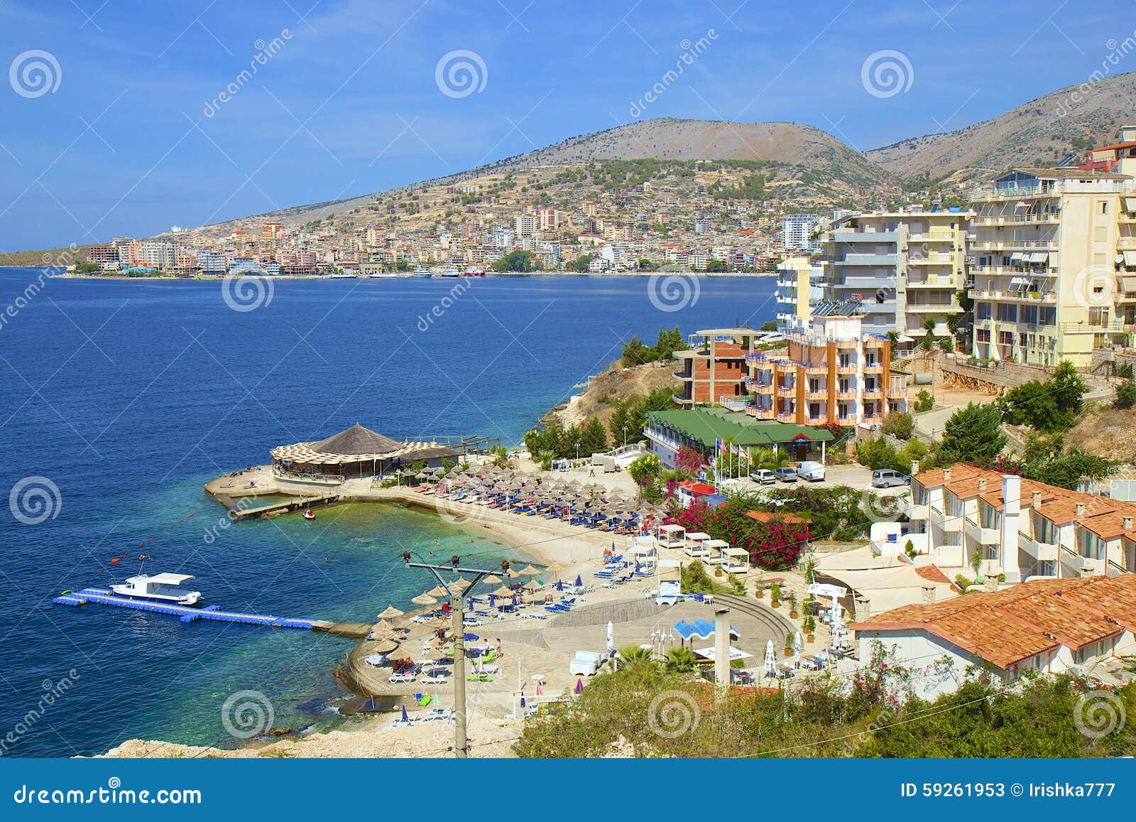 Panorama of Saranda, Albania Stock Image - Image of ionian, marina ...