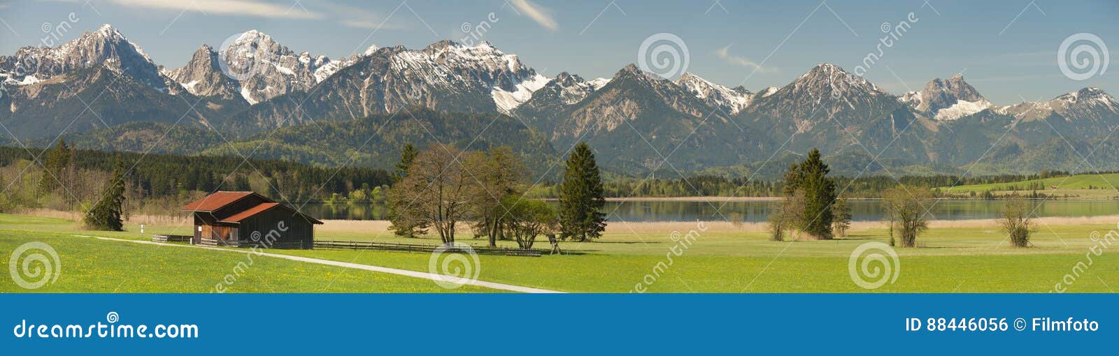 Panorama Scene in Bavaria with Alps Mountains Stock Photo - Image of ...