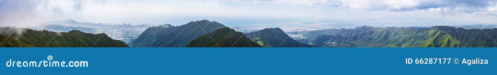 Panorama of Scenery from Central Oahu Stock Image - Image of forest ...