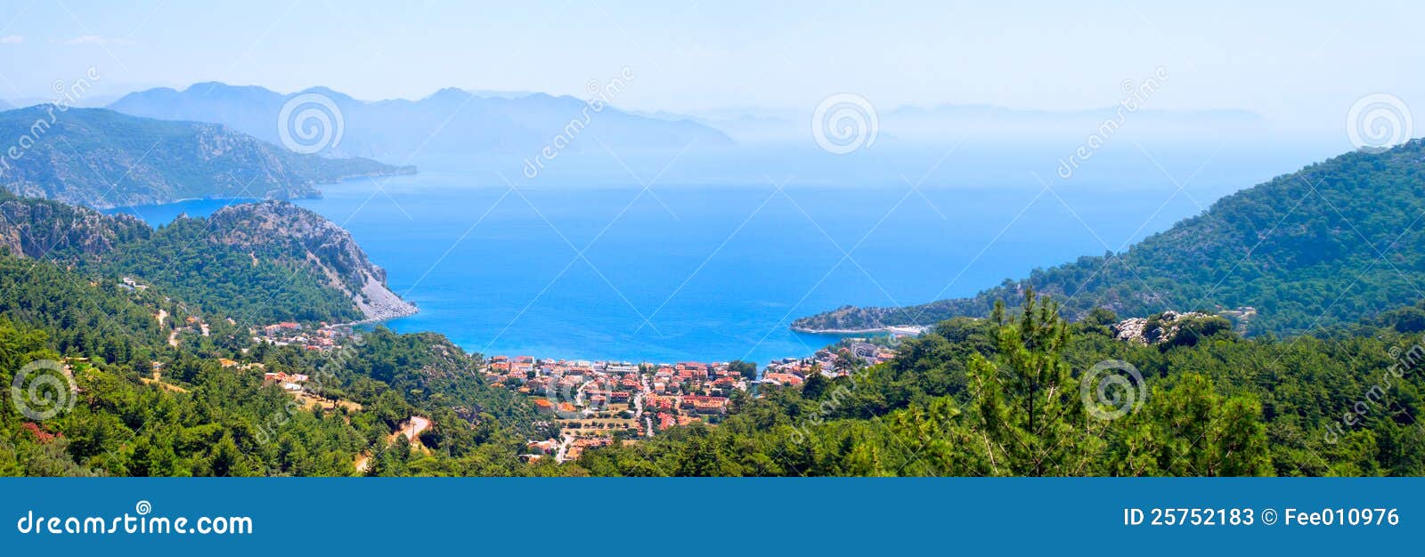 Panorama of the Sea Gulf on Top of the Mountain Stock Image - Image of ...