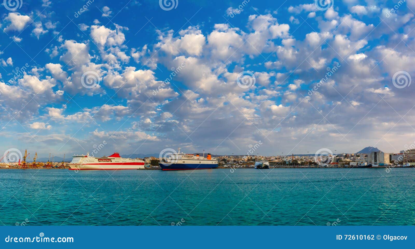 Panorama of Sea Port, Heraklion, Crete, Greece Stock Photo - Image of ...