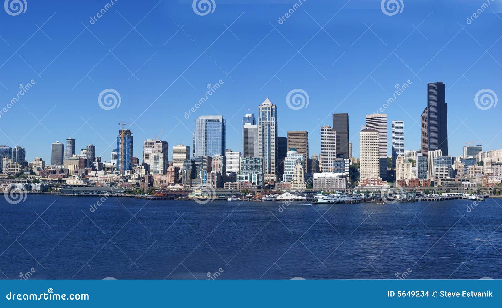 Panorama - Seattle Waterfront Skyline Stock Photo - Image of ...