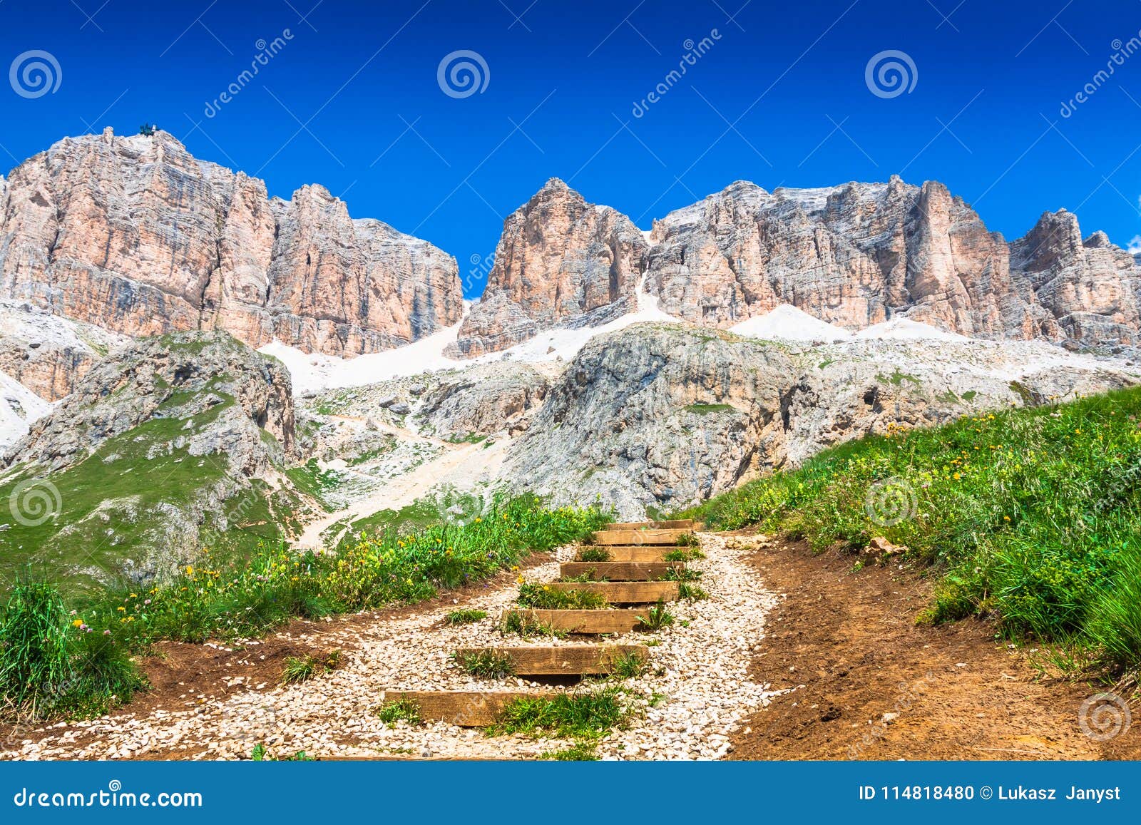 Panorama of Sella Mountain Range from Sella Pass, Dolomites, Italy ...