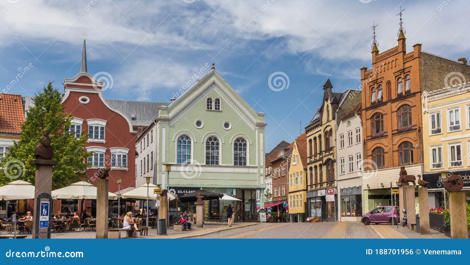 Panorama of Shops at the Central Square of Haderslev Editorial Photo ...