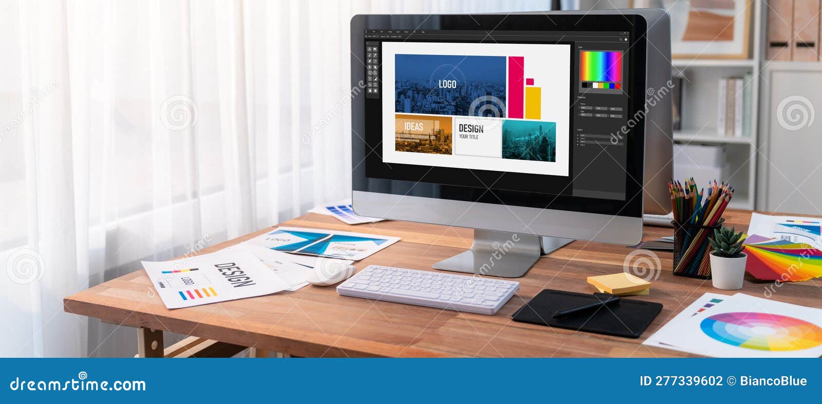 Various Color Palette Idea Display on Computer Screen. Scrutinize Stock ...