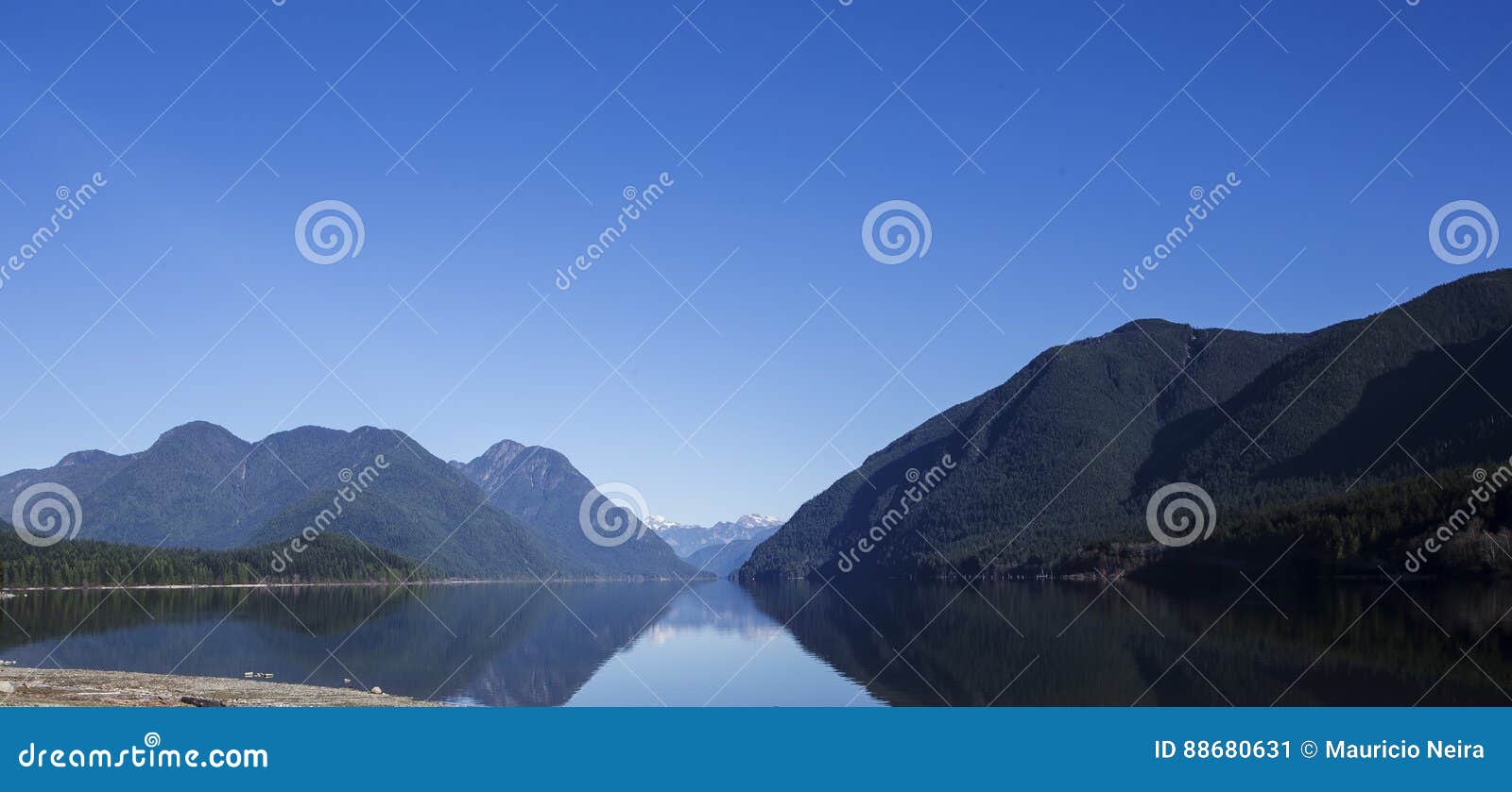Panorama Shot of Lake between Mountains Stock Image - Image of alberta ...