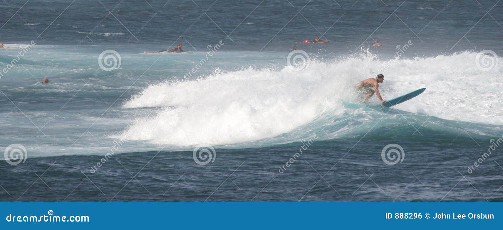 Panorama Shot: Surfer on a Surfboard Stock Photo - Image of ocean ...