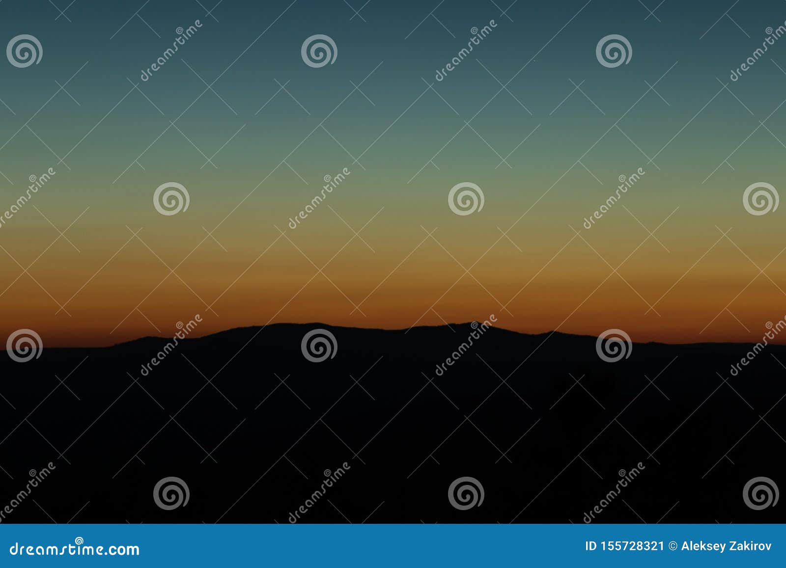 Panorama Silhouette Mountain Tops in Orange Blue Gradient Sunset Stock ...