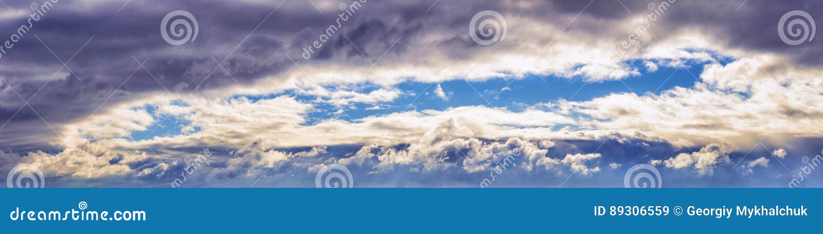Panorama Sky Sunlight Dramatic Storm Clouds Stock Image - Image of gold ...