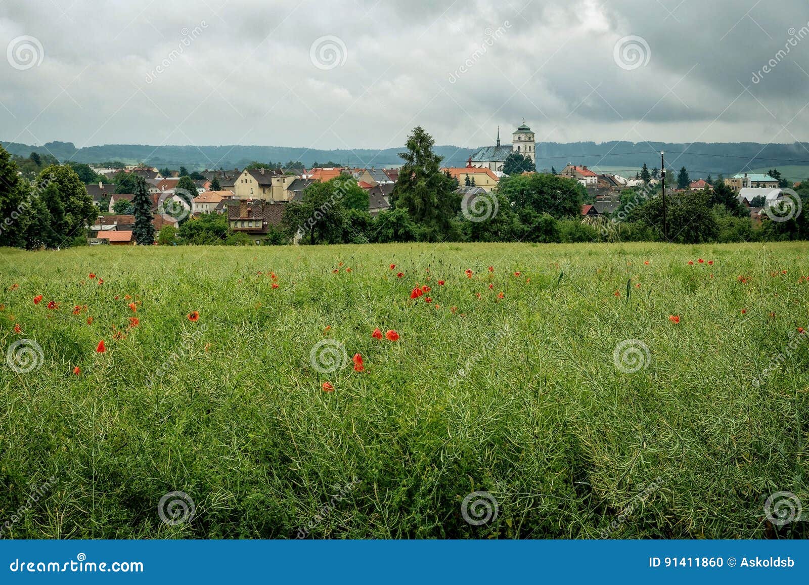 Panorama of Small Towns with a Rainy Day. Stock Photo - Image of city ...