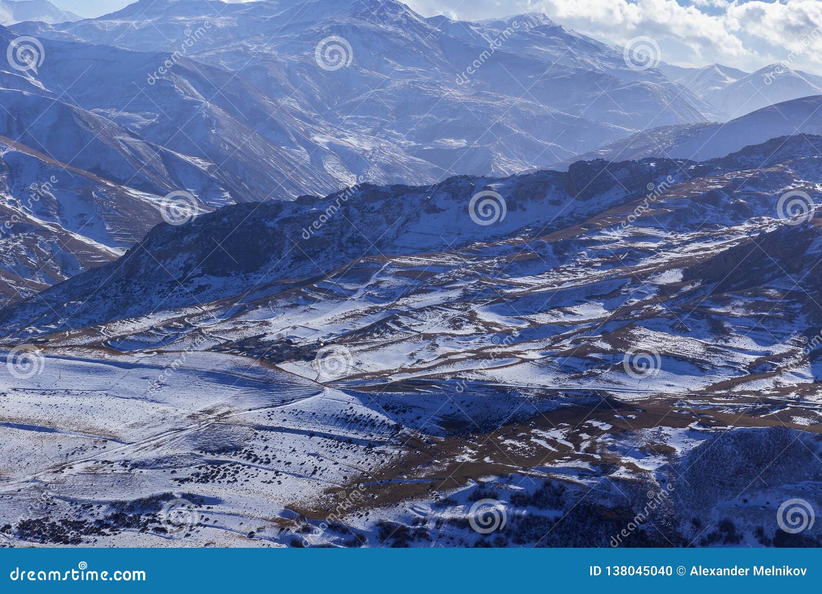 Panorama of Snow Covered Mountains Stock Photo - Image of peak ...