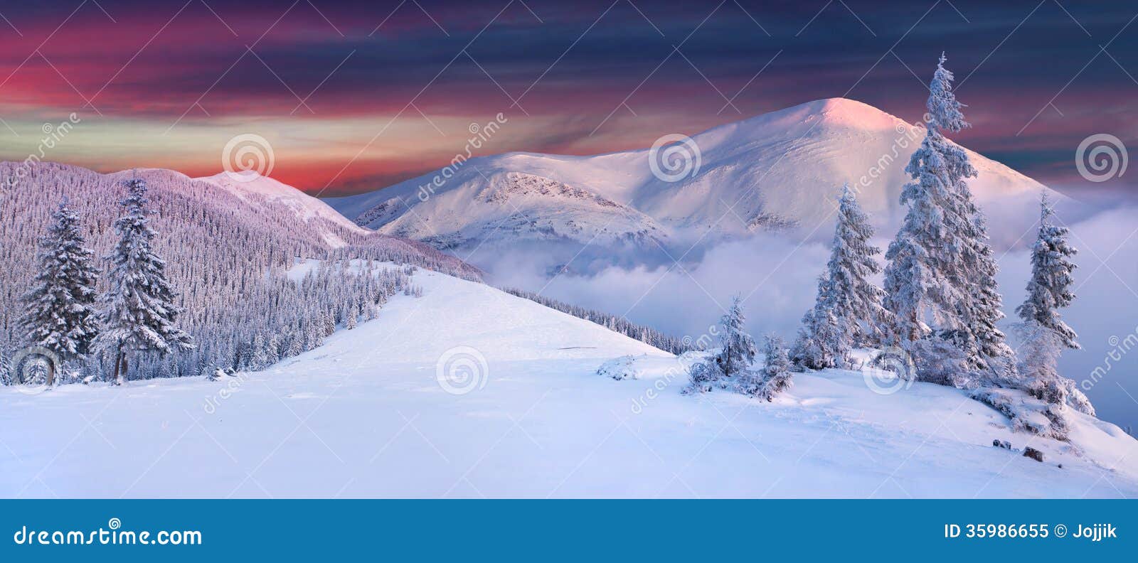Panorama of Snow Covered Peaks Stock Image - Image of frost, colorful ...