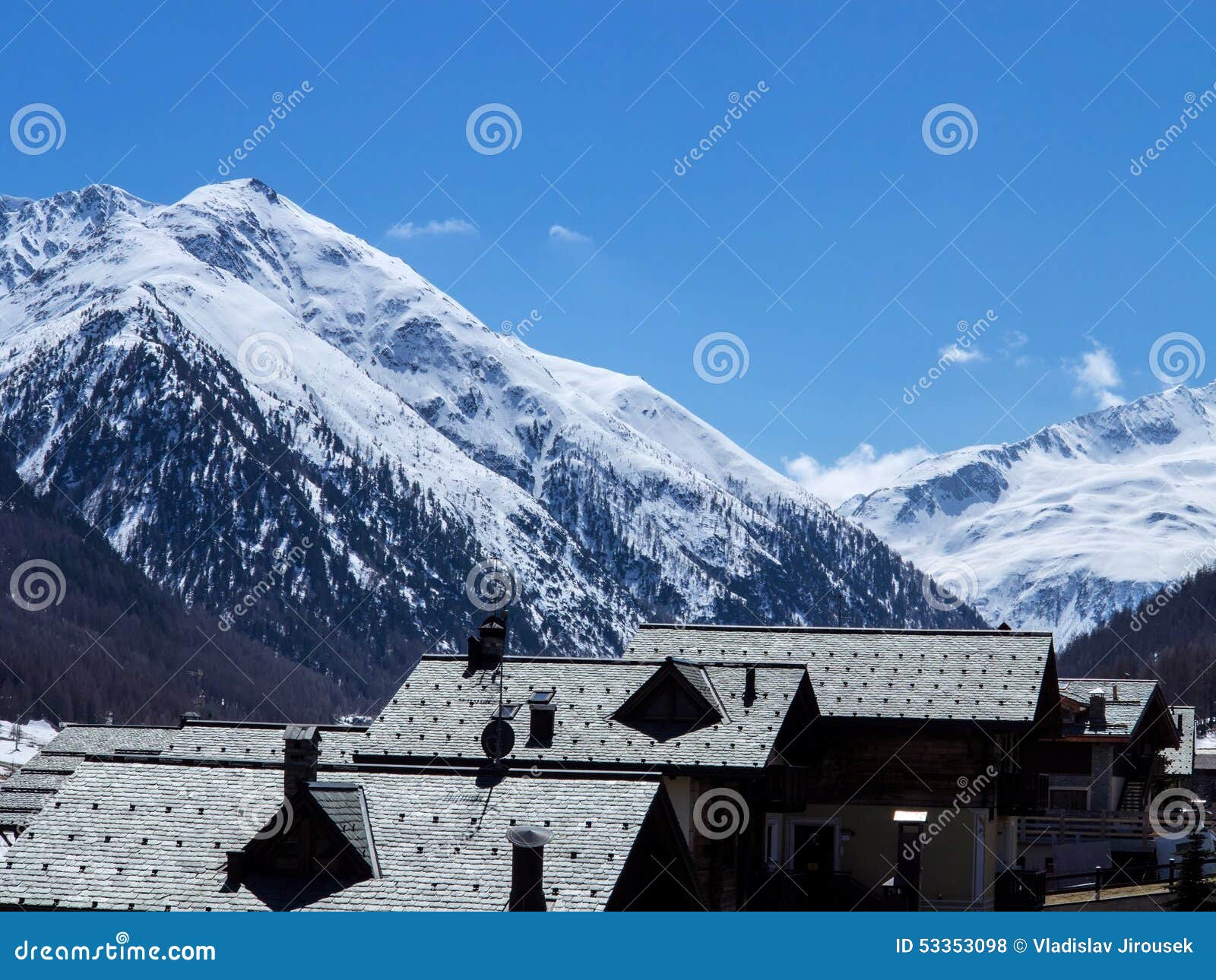 Panorama of Snowy Italian Alps in Spring Roofs Stock Photo - Image of ...