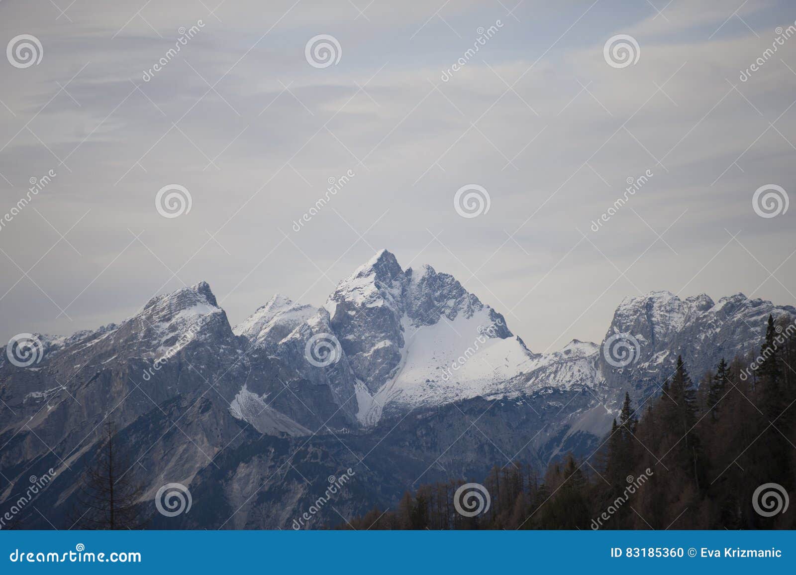 Panorama of Snowy Mountains in the Mist Stock Photo - Image of ...