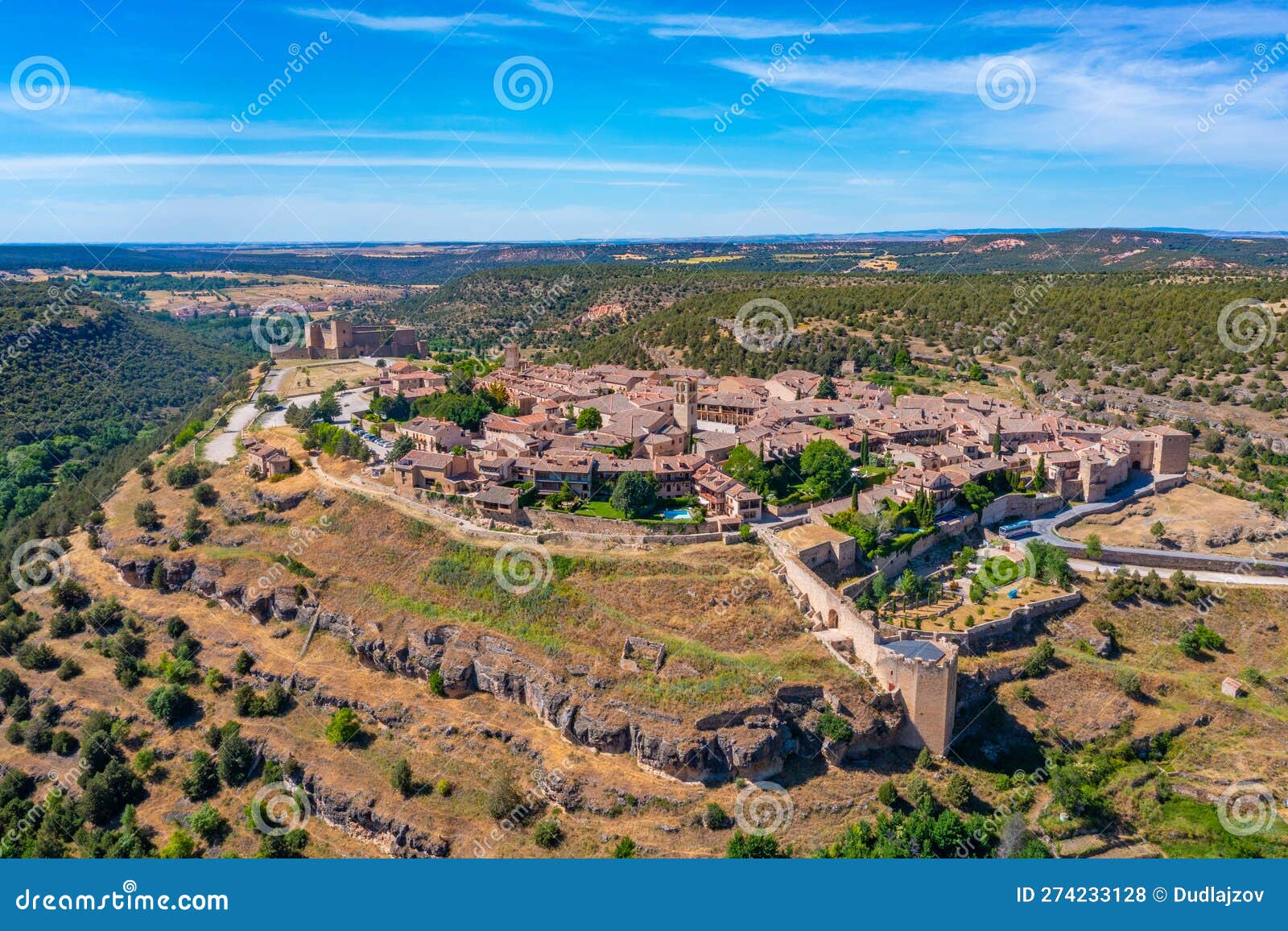 Panorama of Spanish Village Pedraza Stock Photo - Image of architecture ...