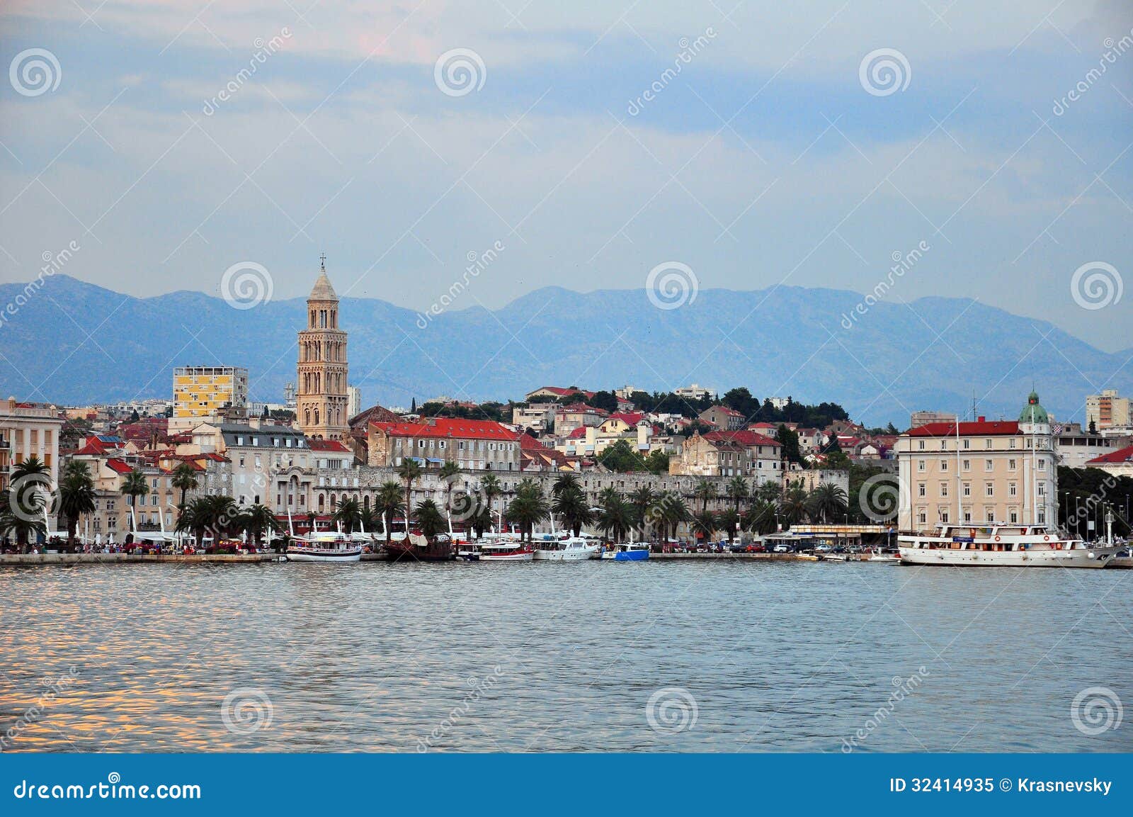 Panorama of Split stock image. Image of pier, hill, europe - 32414935