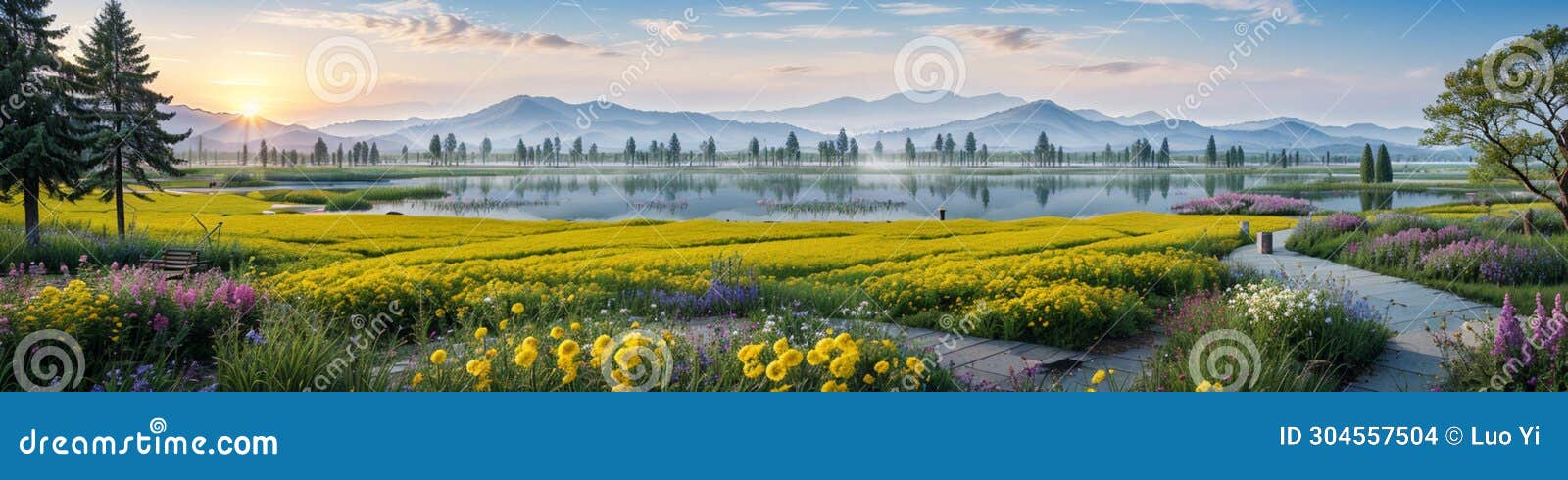 Panorama of Spring Wetland. AI Generated Stock Illustration ...