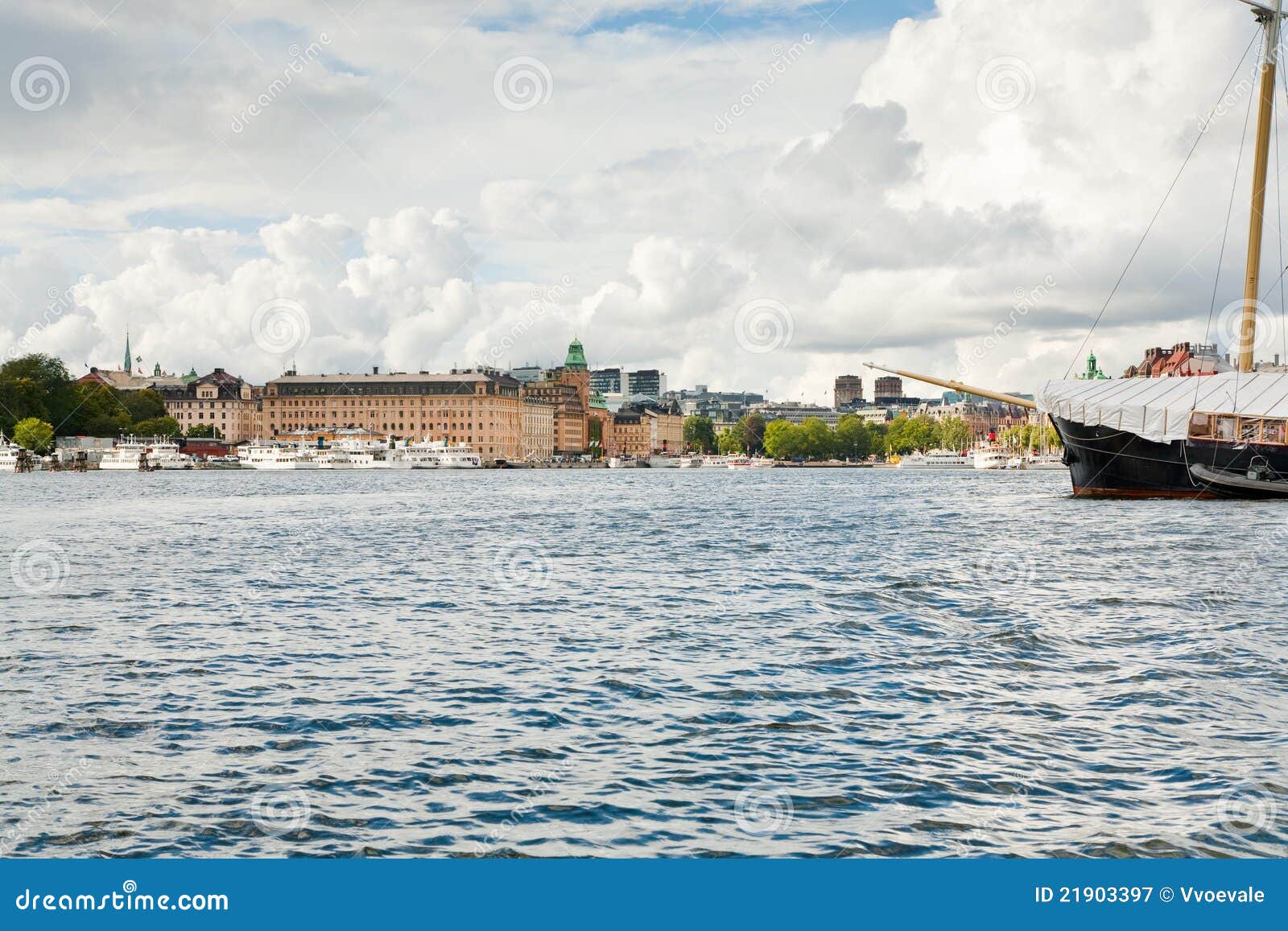 Panorama of Stockholm, Sweden from Sea Side Stock Image - Image of ...