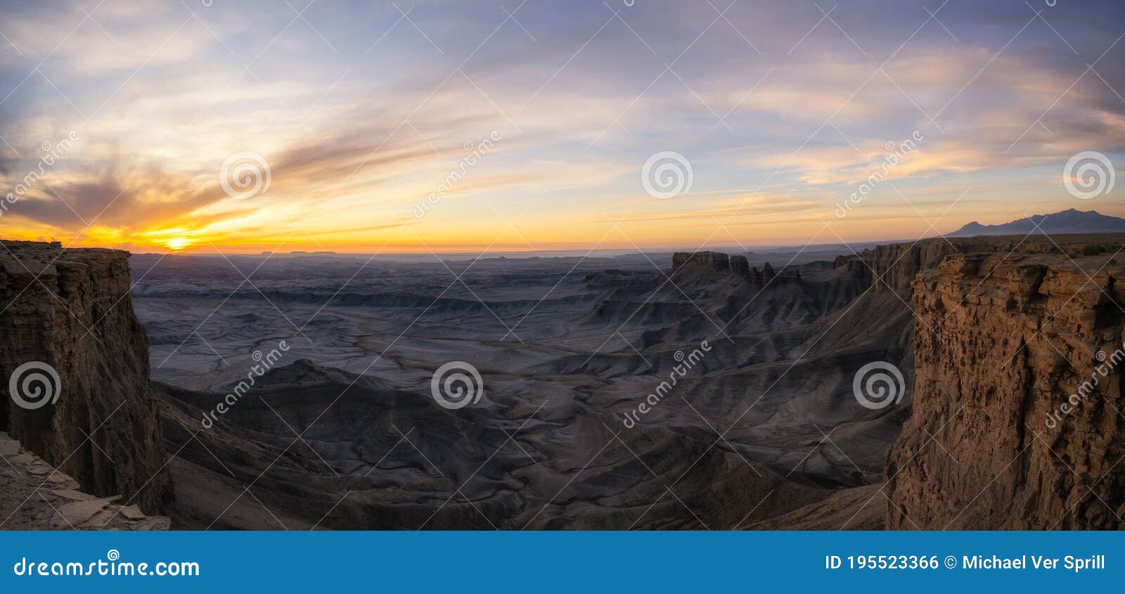 Panorama Sunrise of Blue Valley from Skyline View in Utah Stock Photo ...