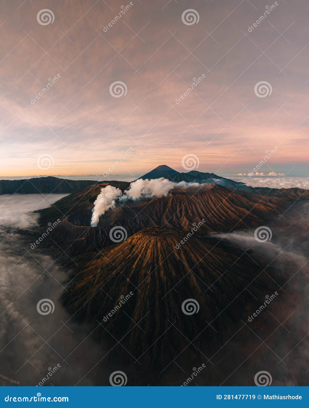 Panorama of Sunrise at Volcano Bromo, Java Island, Indonesia. Panoramic ...