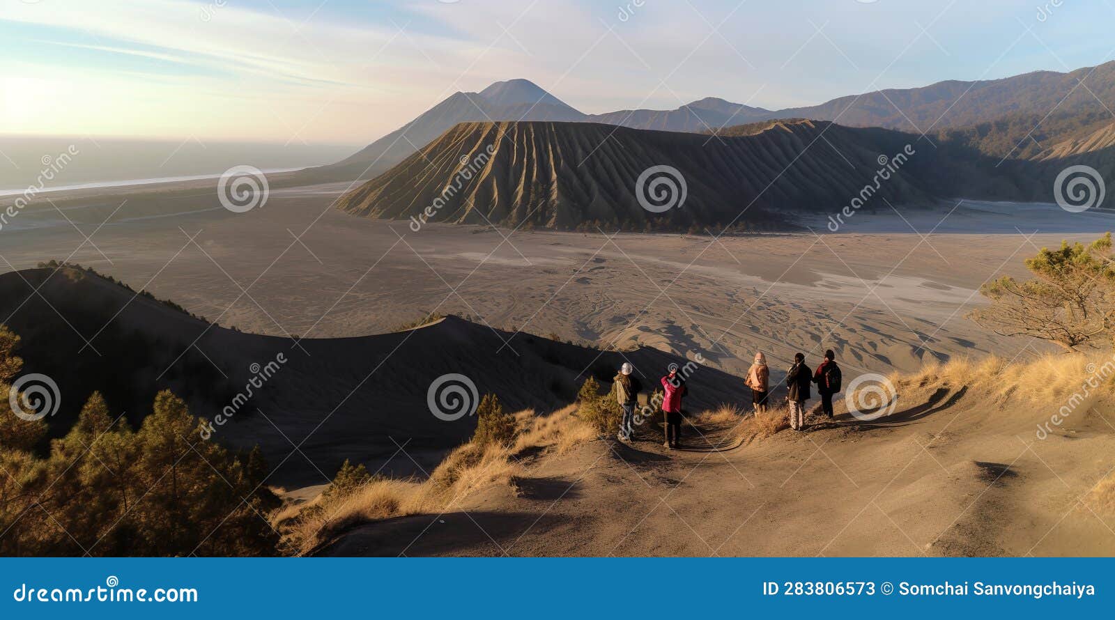 Panorama of Sunrise at Volcano Bromo, Java Island, Indonesia. Panoramic ...