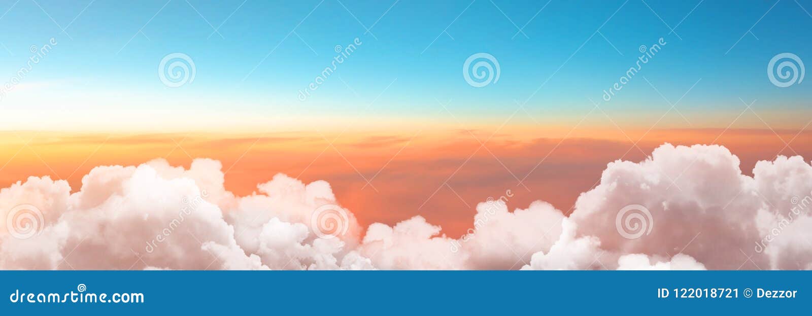Panorama of the Sunset of the Clouds from the Height of the Cirrus and ...