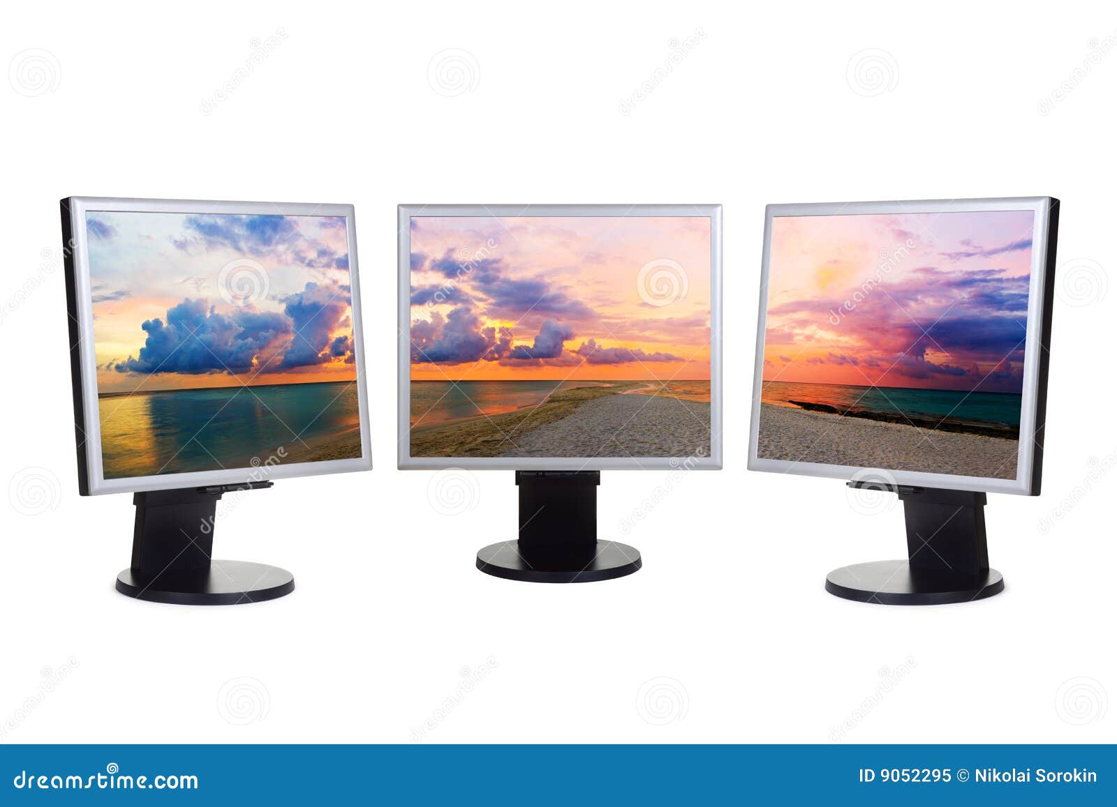 Panorama of Sunset on Computer Screens Stock Image - Image of sand ...