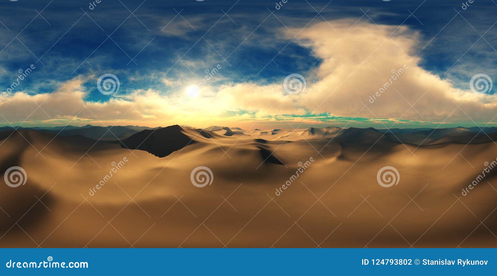 Panorama Sunset. Environment Map. HDRI Stock Illustration ...