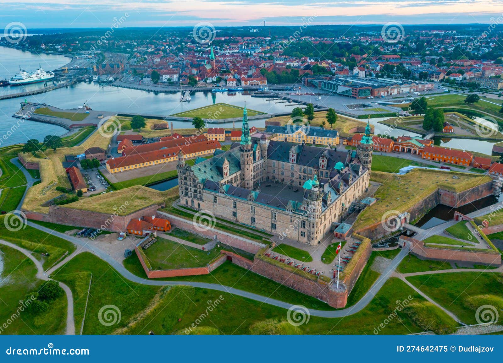 Panorama Sunset View of the Kronborg Castle at Helsingor, Denmar ...