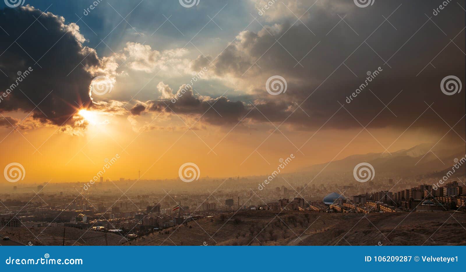 Panorama Sunset View of Tehran City the Capital of Iran with Dramatic ...