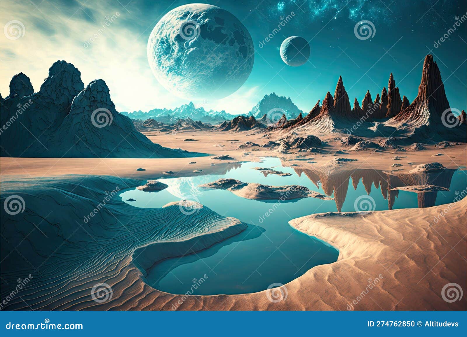 Panorama of Surface of Another Planet, Alien Home Stock Illustration ...