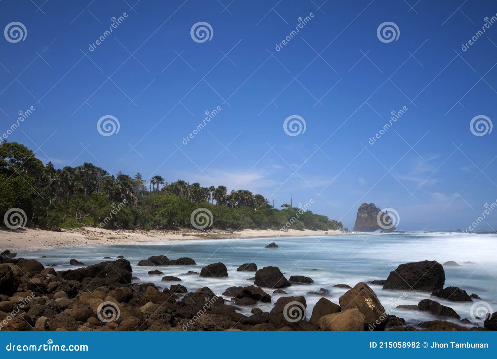 Panorama at Tanjung Papuma Beach, Jember District Stock Photo - Image ...